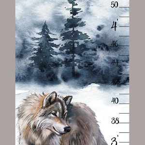 Height Chart Wolf Forest Growth Chart Wolf Nursery Decor Shower or ...
