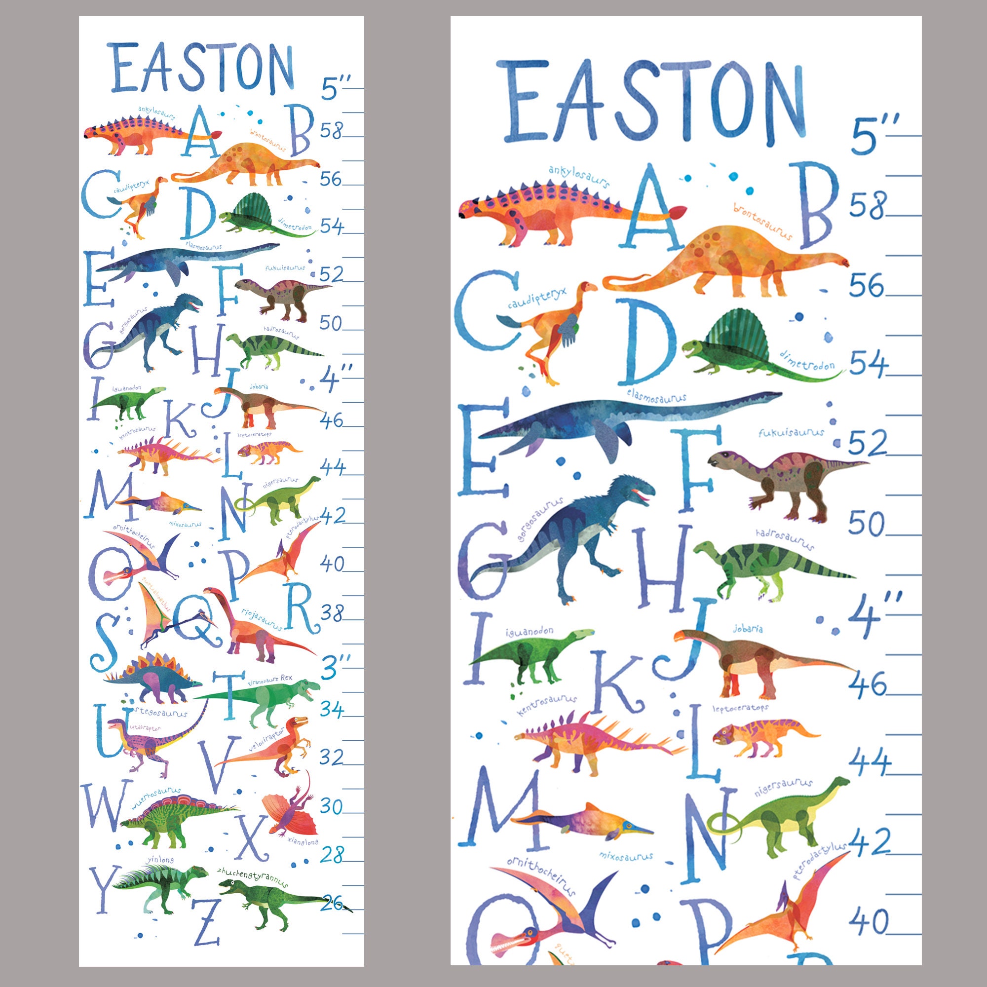 Height Chart Dinosaurs Alphabet Custom Canvas Personalized | Etsy