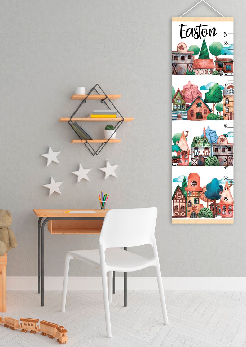 Village Houses Growth Chart Vintage Neighbourhood Height Chart - Etsy