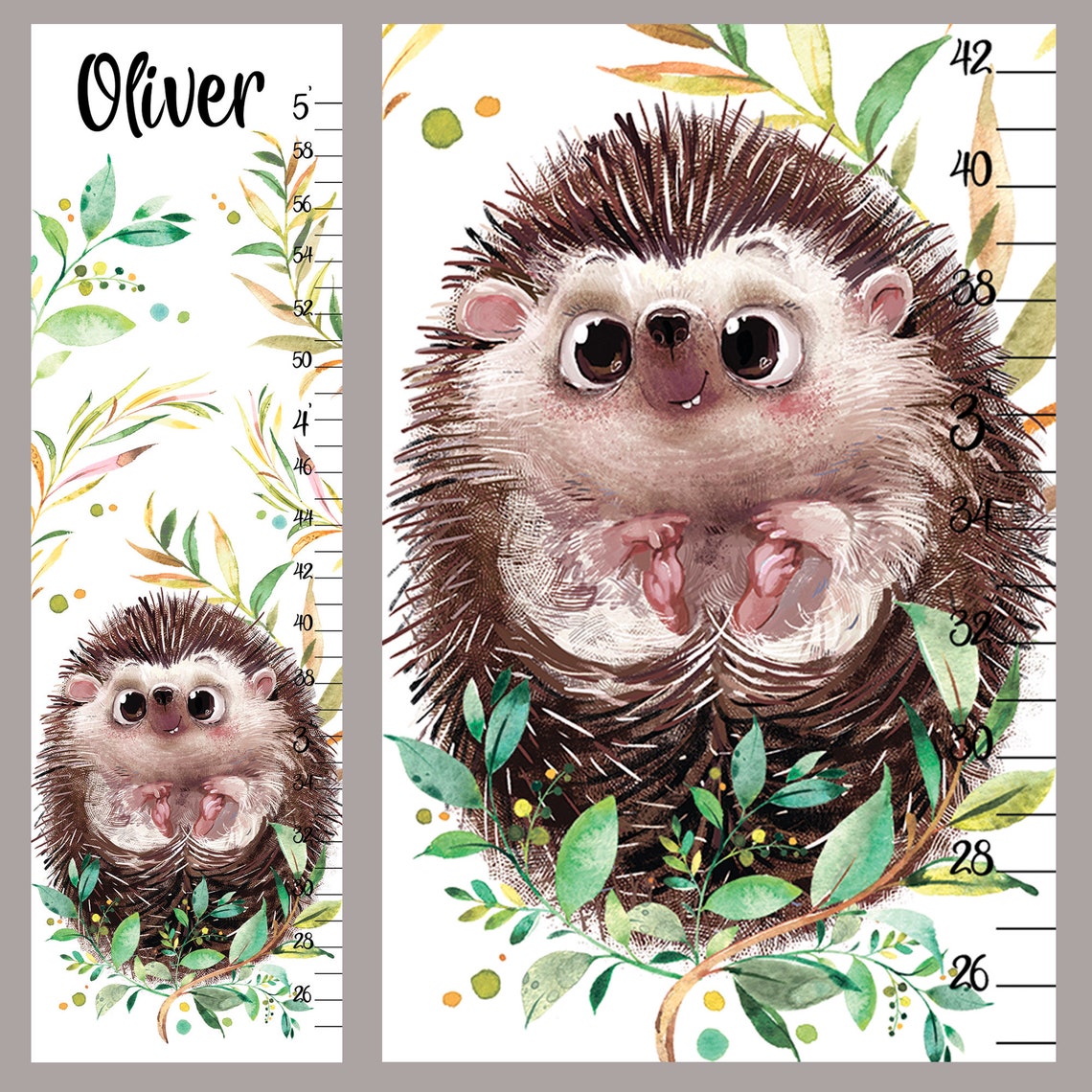 Hedgehog Height Chart Kids Growth Chart Hedgehogs Nursery - Etsy