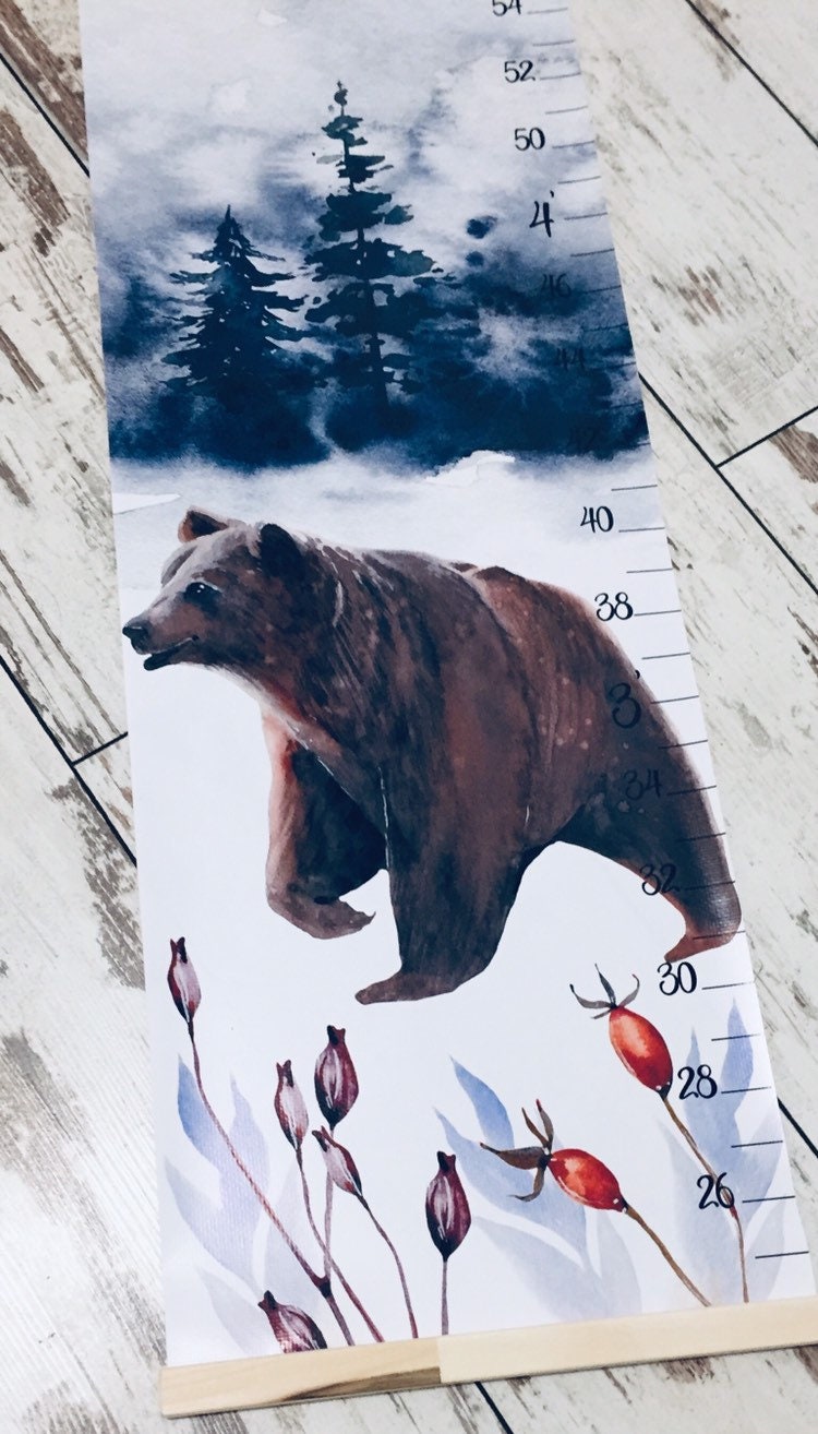 Bear Height Chart Woodland Growth Chart Forest Nursery Room | Etsy