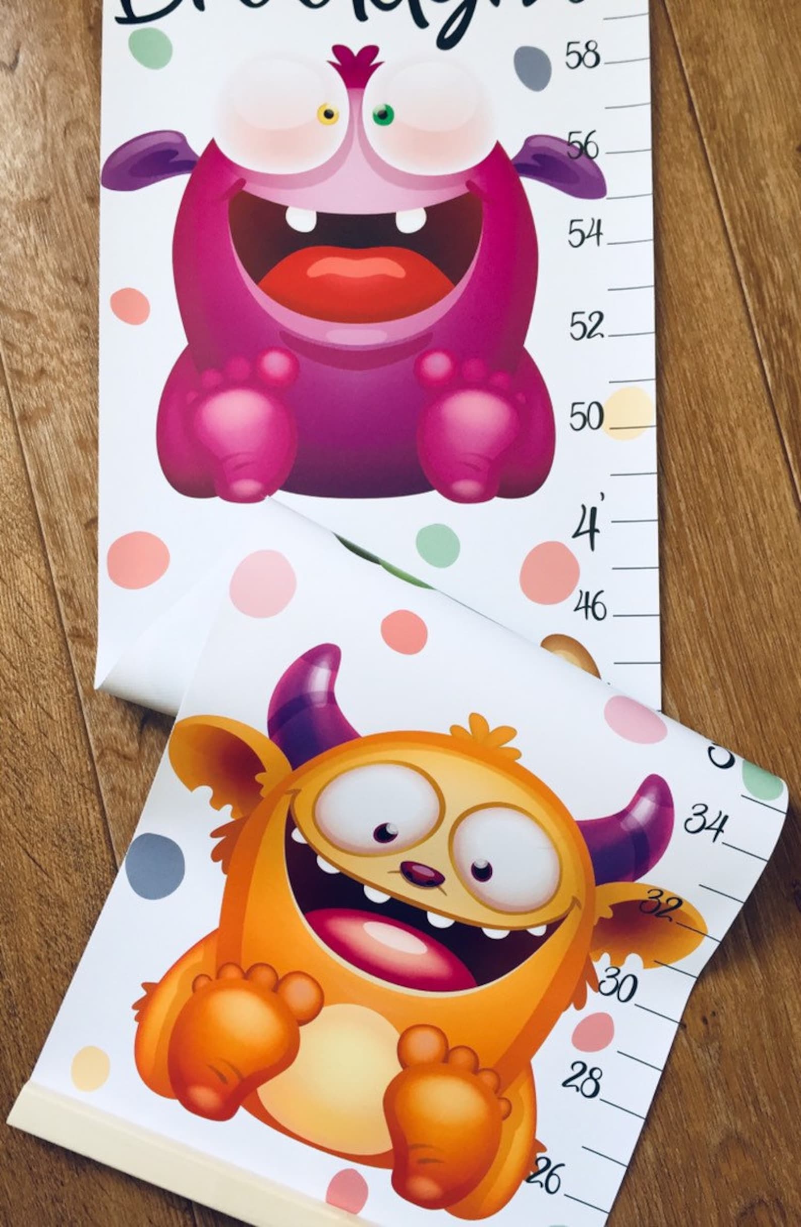 Cute Monsters Growth Chart Personalized Canvas Growth Chart - Etsy