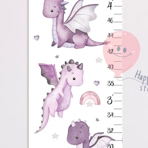 Dragon Growth Chart – Purple Nursery Wall Height Ruler - Etsy