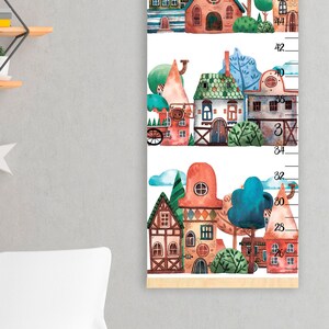 Village Houses Growth Chart Vintage Neighbourhood Height Chart - Etsy