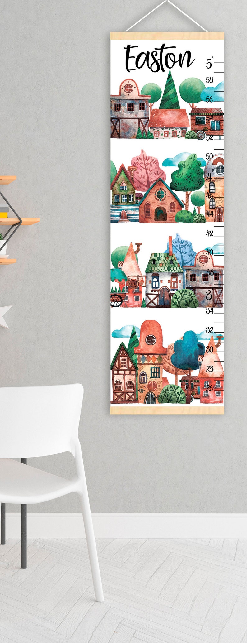 Village Houses Growth Chart Vintage Neighbourhood Height Chart - Etsy