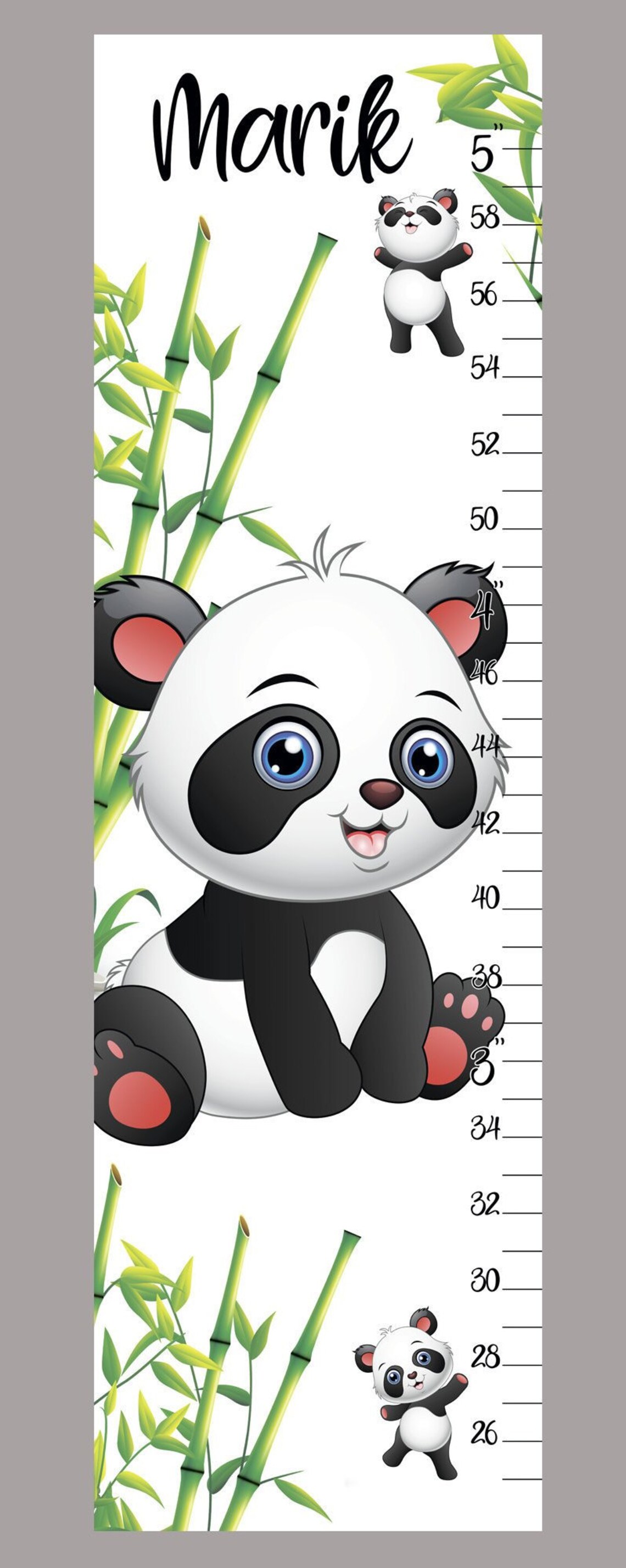 Personalised Height Chart Panda Bear Canvas Growth Chart - Etsy