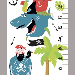 Pirates Growth Chart Canvas Personalized Height Chart Kids Pirate Room ...