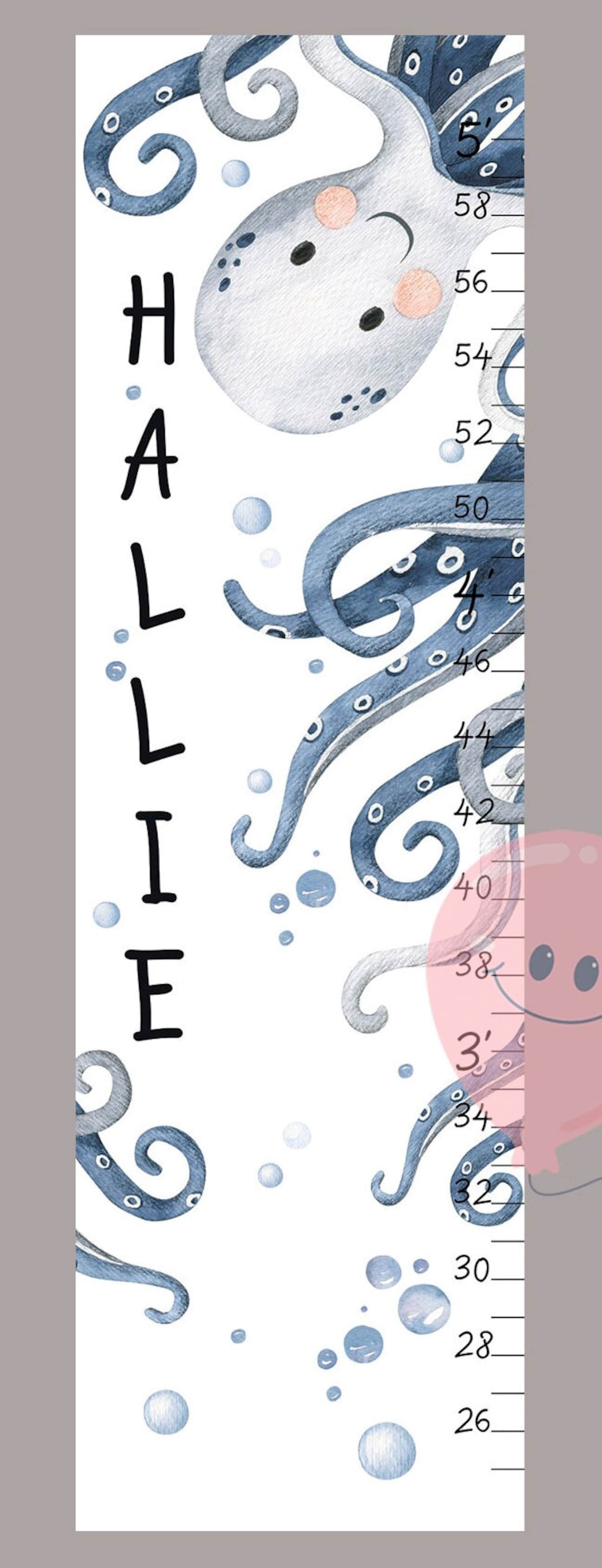 Octopus Growth Chart – Nautical Under the Sea Wall Height Ruler - Etsy