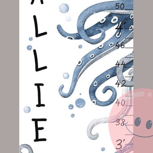 Octopus Growth Chart Under the Sea Height Chart Nautical Sea Creatures ...