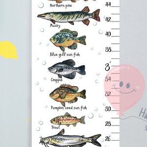 Height Chart Fishing Fisherman Baby Growth Chart Freshwater Fish ...