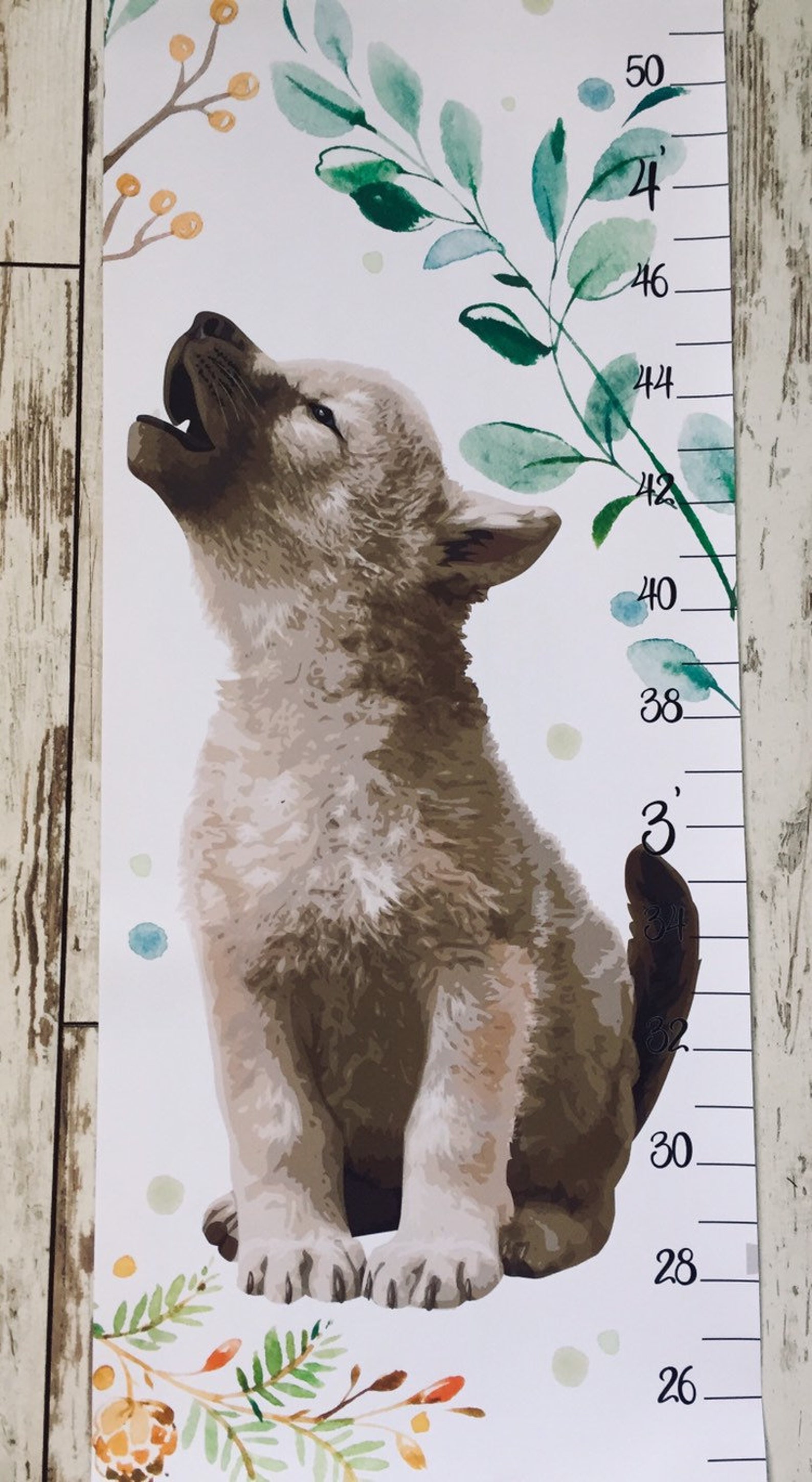 Baby Wolf Growth Chart Wolf Pack Height Chart Woodland Nursery | Etsy