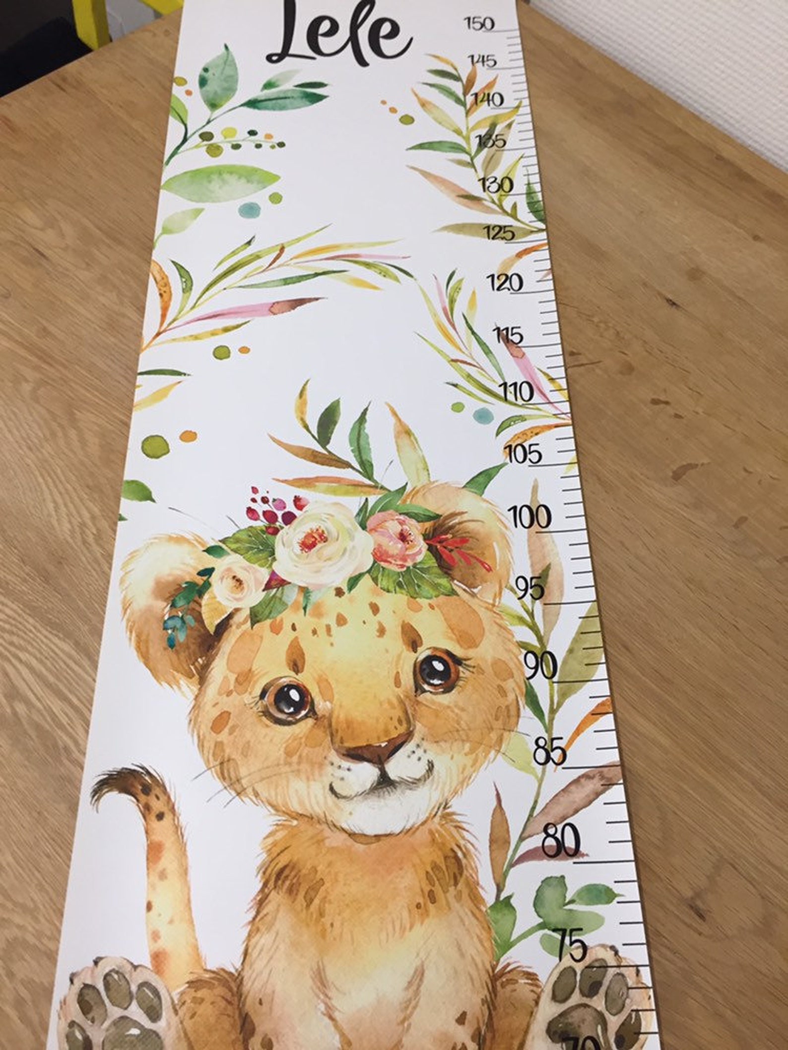 Lion Growth Chart Canvas Personalized Height Chart Safari - Etsy