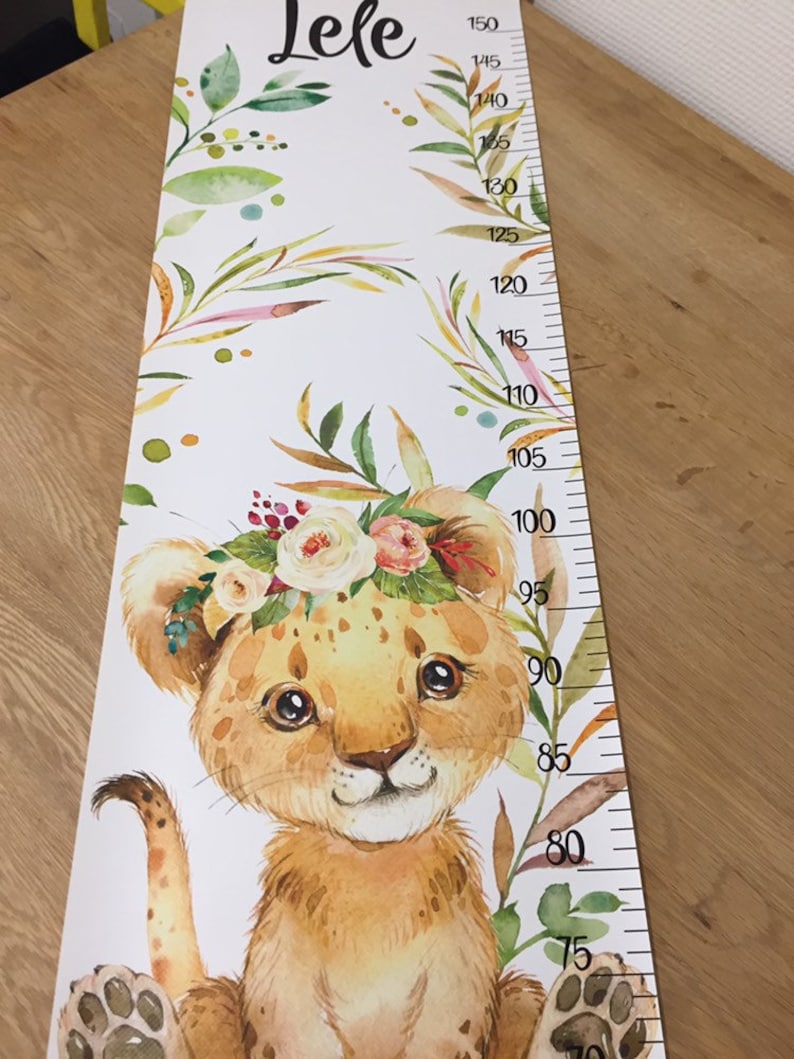 Lion growth chart Canvas personalized height chart Safari | Etsy
