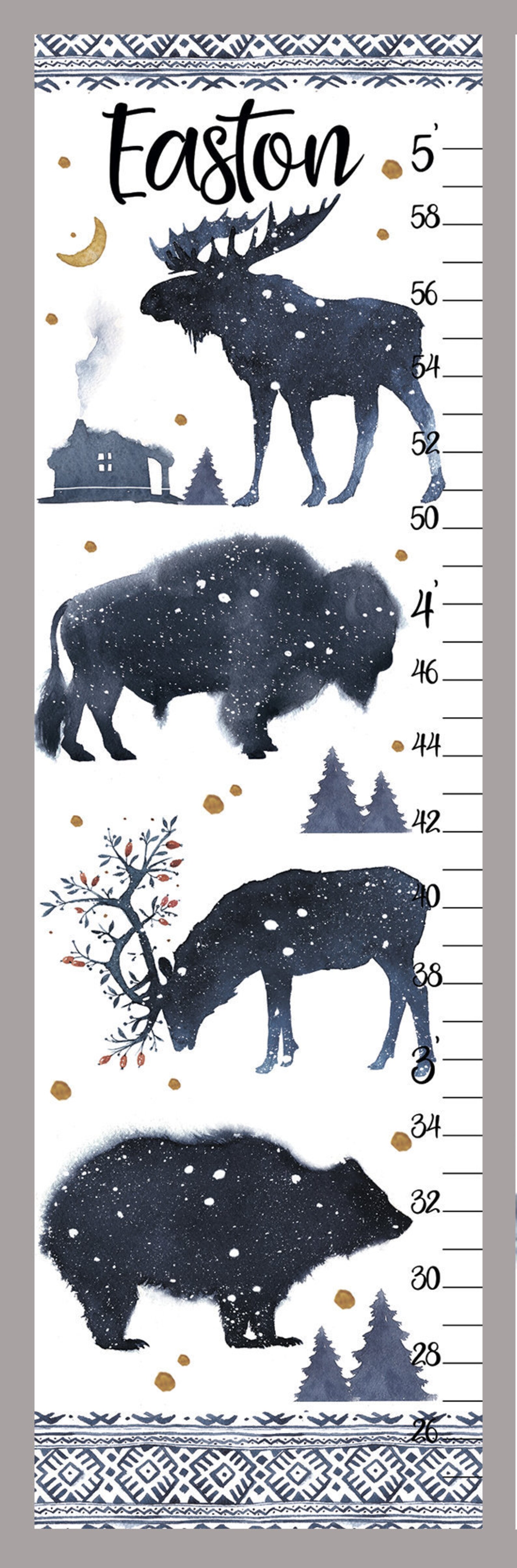 Forest Animal Height Chart Personalized Growth Chart Moose - Etsy