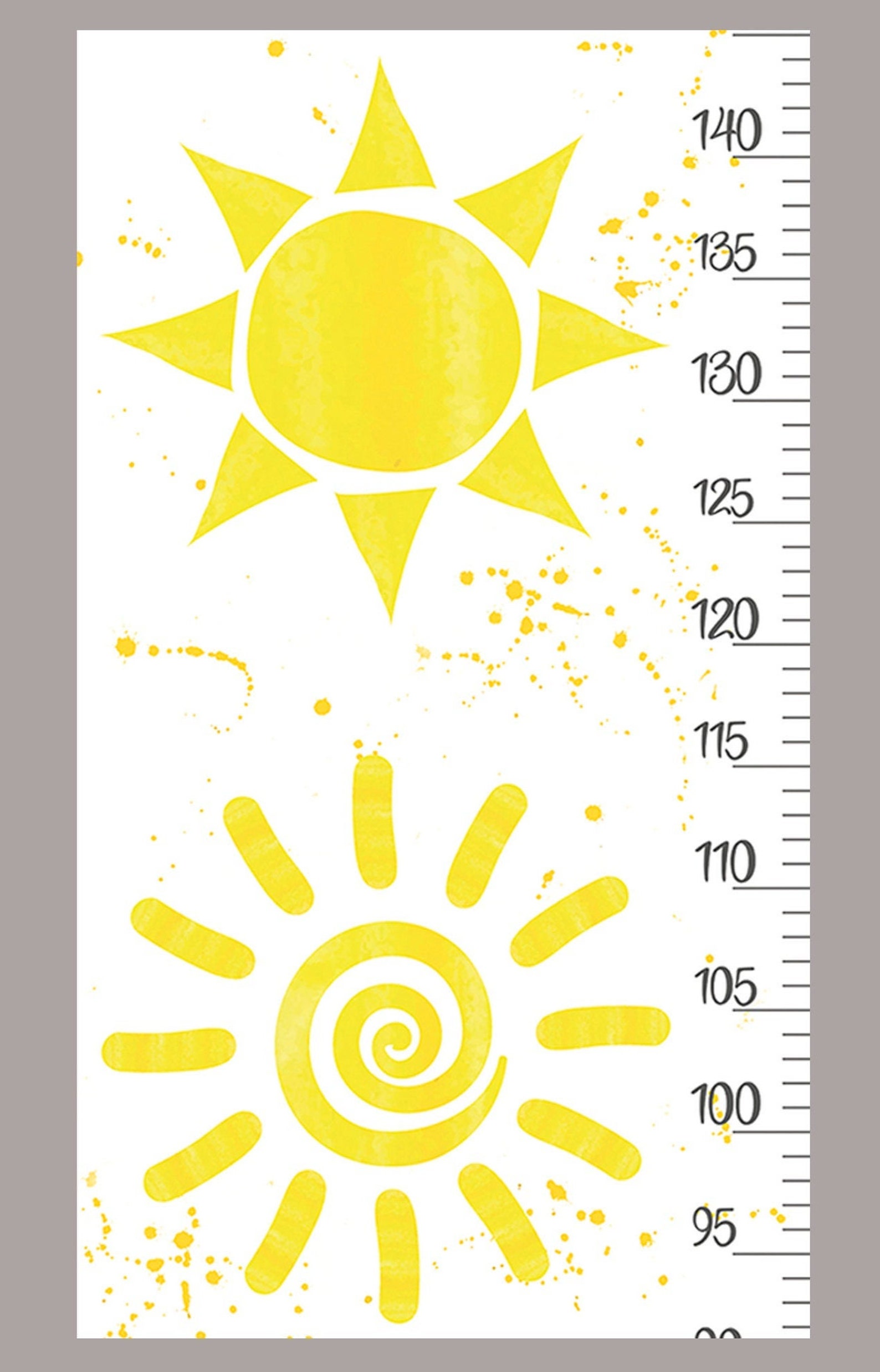 Height Chart Sun Girl Growth Chart Watercolor Sunshine Nursery | Etsy