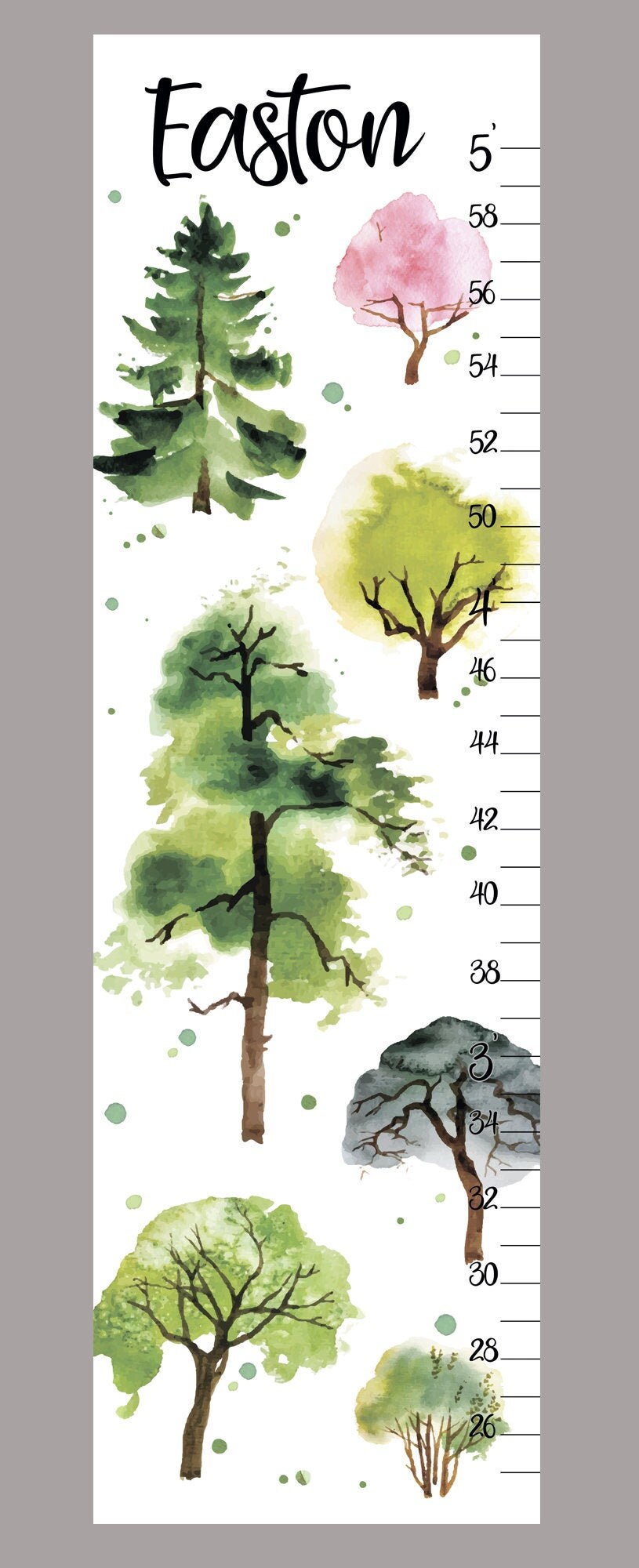Trees Growth Chart Canvas Personalized Height Chart | Etsy