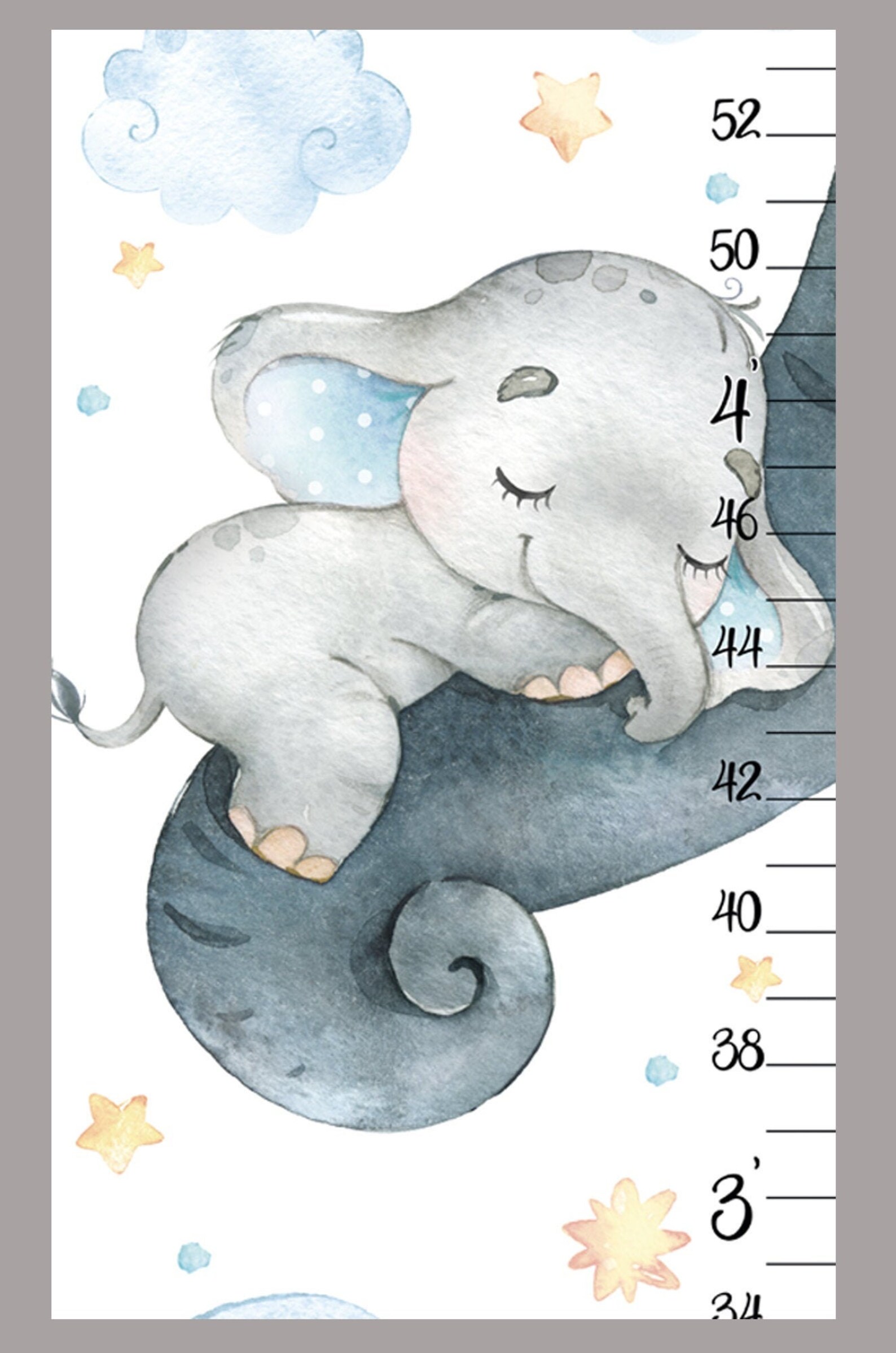 Elephant Growth Chart Baby Elephant Height Chart Cute Animals - Etsy Canada