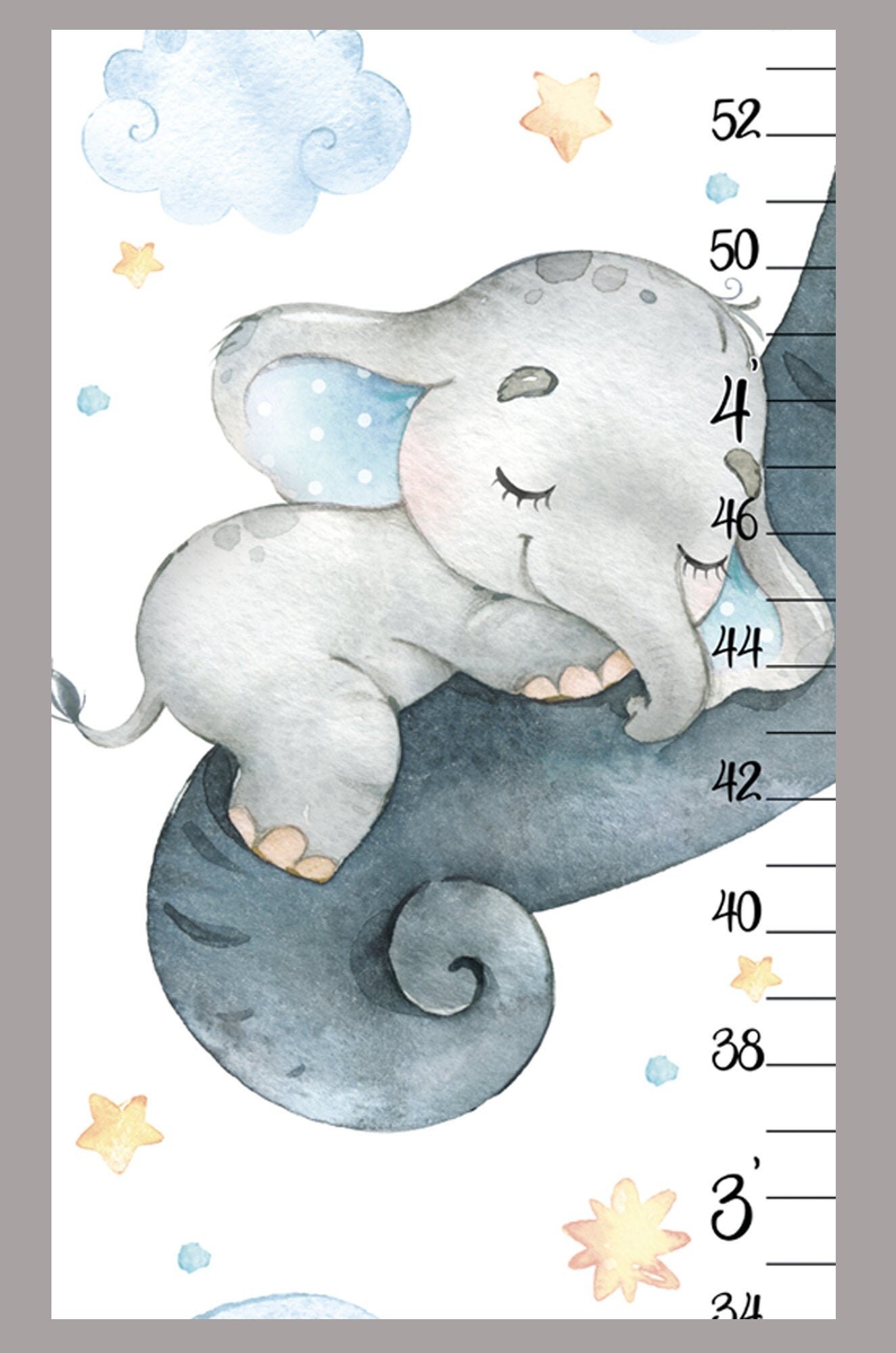 Elephant Growth Chart Baby Elephant Height Chart Cute Animals - Etsy Canada