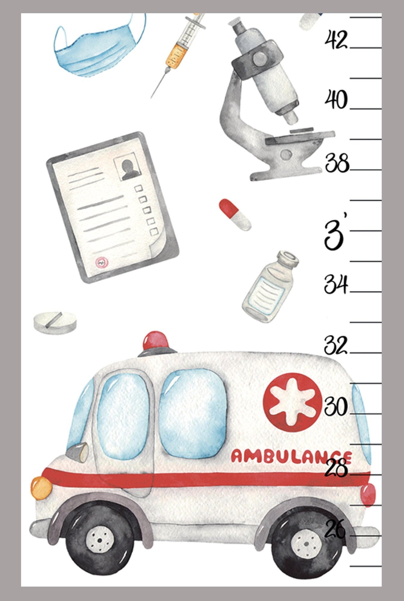 Doctor or Nurse Kid Growth Chart Canvas Height Chart | Etsy