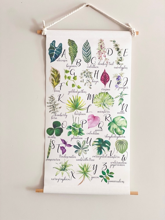 Houseplant Alphabet Poster Botanical ABC Wall Hanging Decor - Etsy