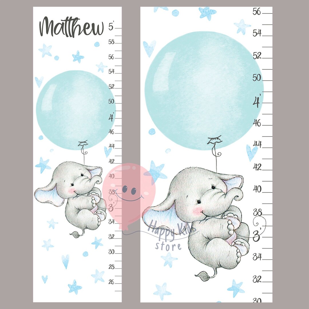 Elephant Growth Chart Personalized Growth Chart Baby Elephant and ...