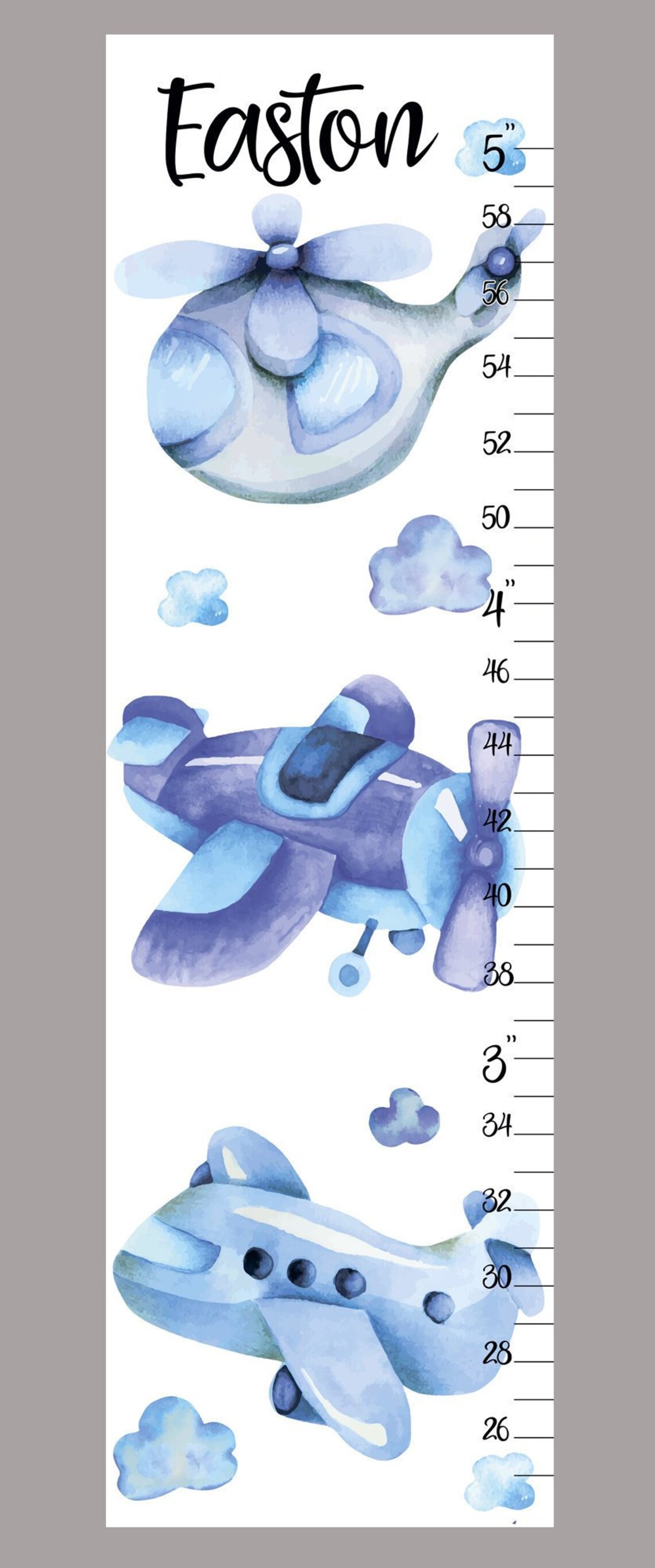 Airplane Growth Chart Personalized Canvas Height Chart Planes - Etsy