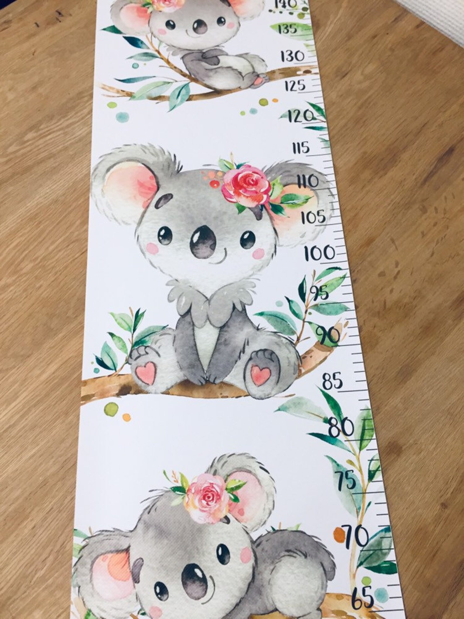 Cute Koala Growth Chart Nursery Art Canvas Personalized Growth | Etsy