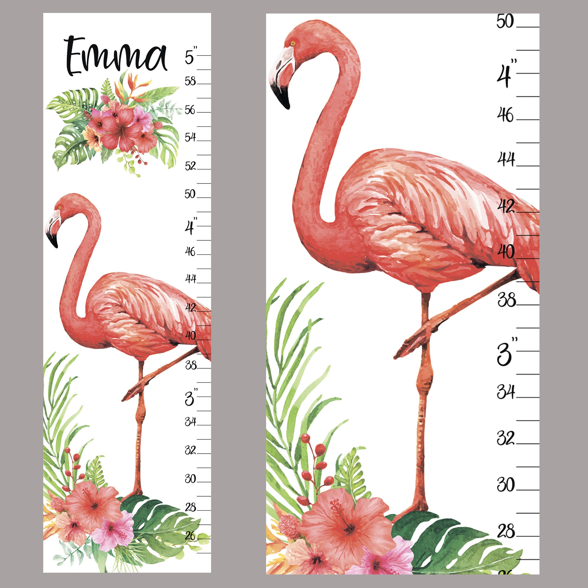 Flamingo Growth Chart Custom Canvas Height Chart for Baby Girl | Etsy
