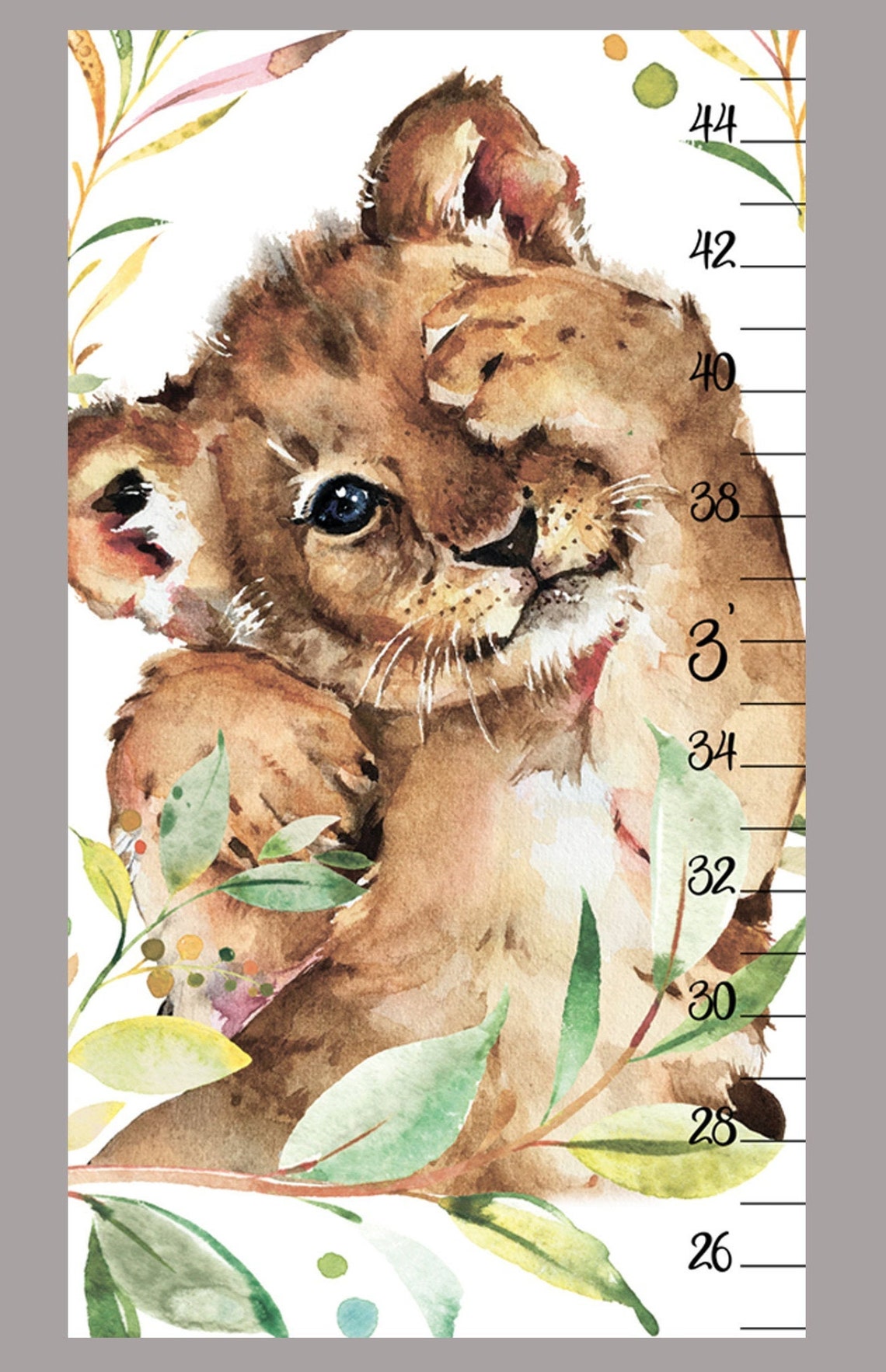 Baby Lion Growth Chart Safari Animals Height Chart Jungle | Etsy