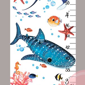 Under the Sea Growth Chart Shark Stingray Octopus Height Chart Nautical ...