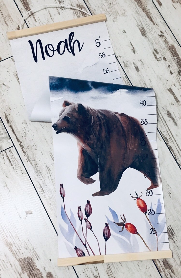 Bear Height Chart Woodland Growth Chart Forest Nursery Room | Etsy
