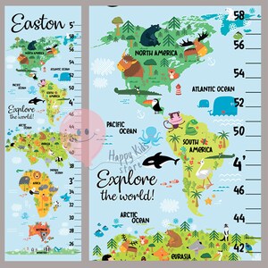 Growth Chart World Map With Baby Animals Explore the World Height Chart ...