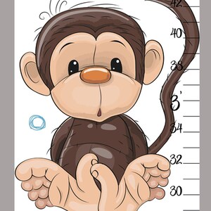 Monkey Growth Chart Nursery Baby Monkey for Nursery Monkeys Shower Gift ...