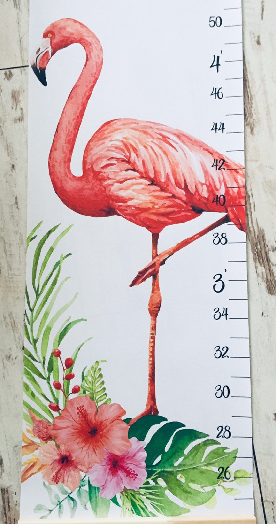Flamingo Growth Chart Custom Canvas Height Chart for Baby Girl | Etsy