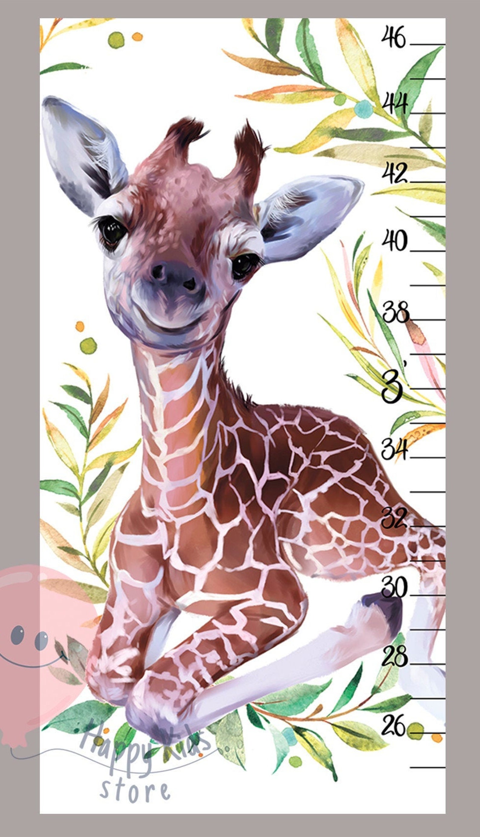 Giraffe Baby Growth Chart Personalized Height Chart Safari - Etsy