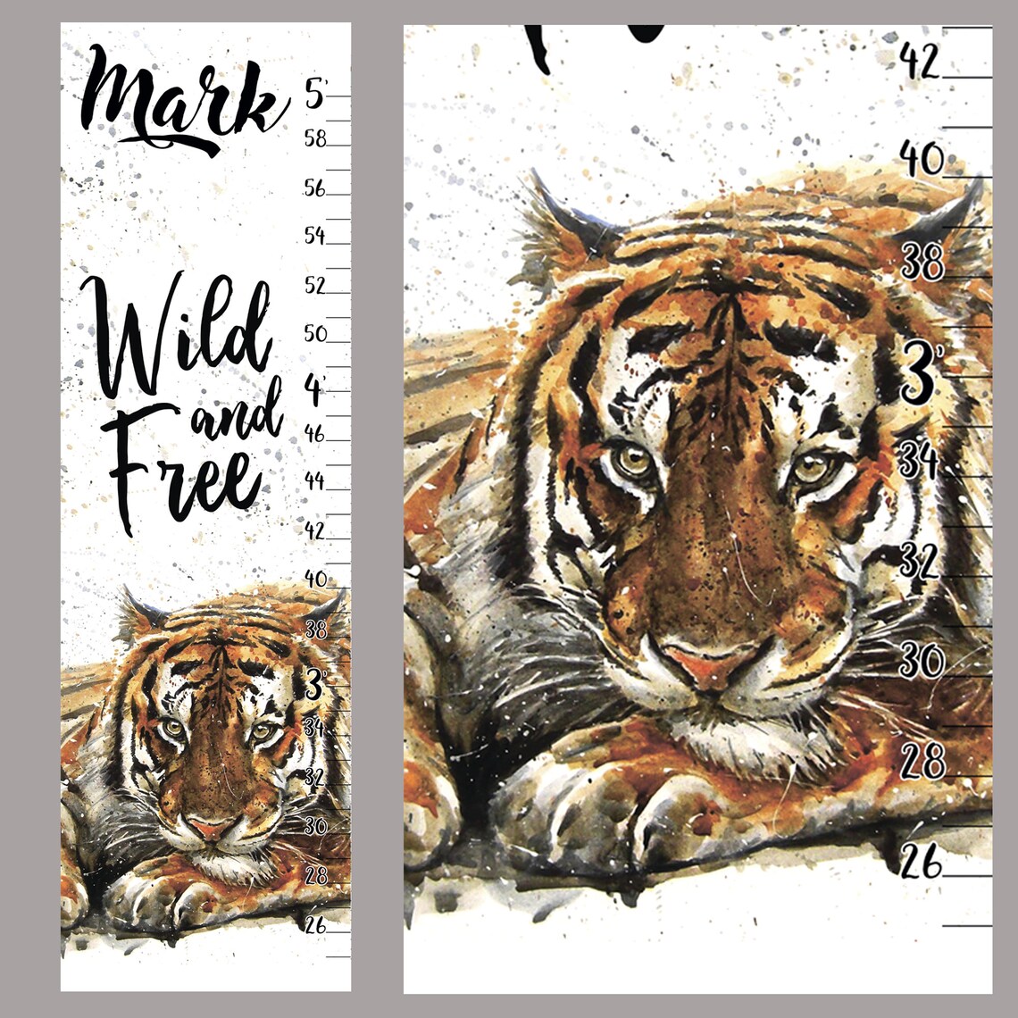 Tiger Height Chart Personalized Growth Chart Wild and Free - Etsy