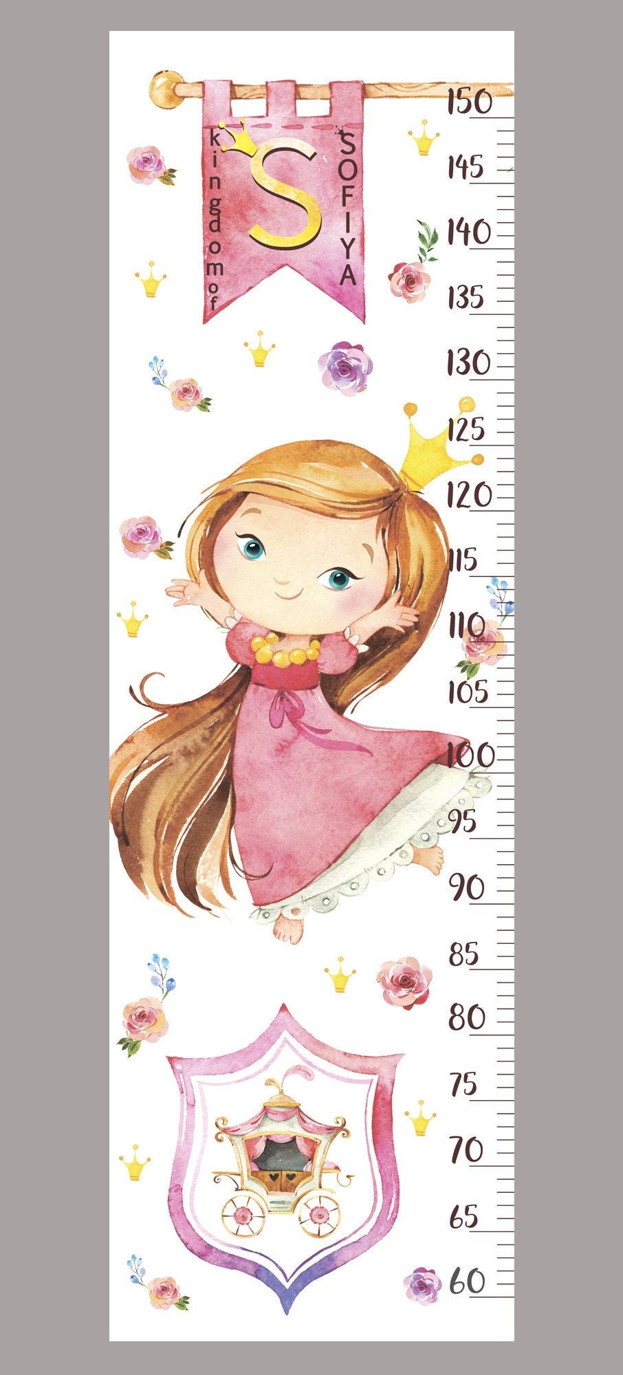 Princess Growth Chart Fairytale Height Chart Baby Girl Nursery - Etsy