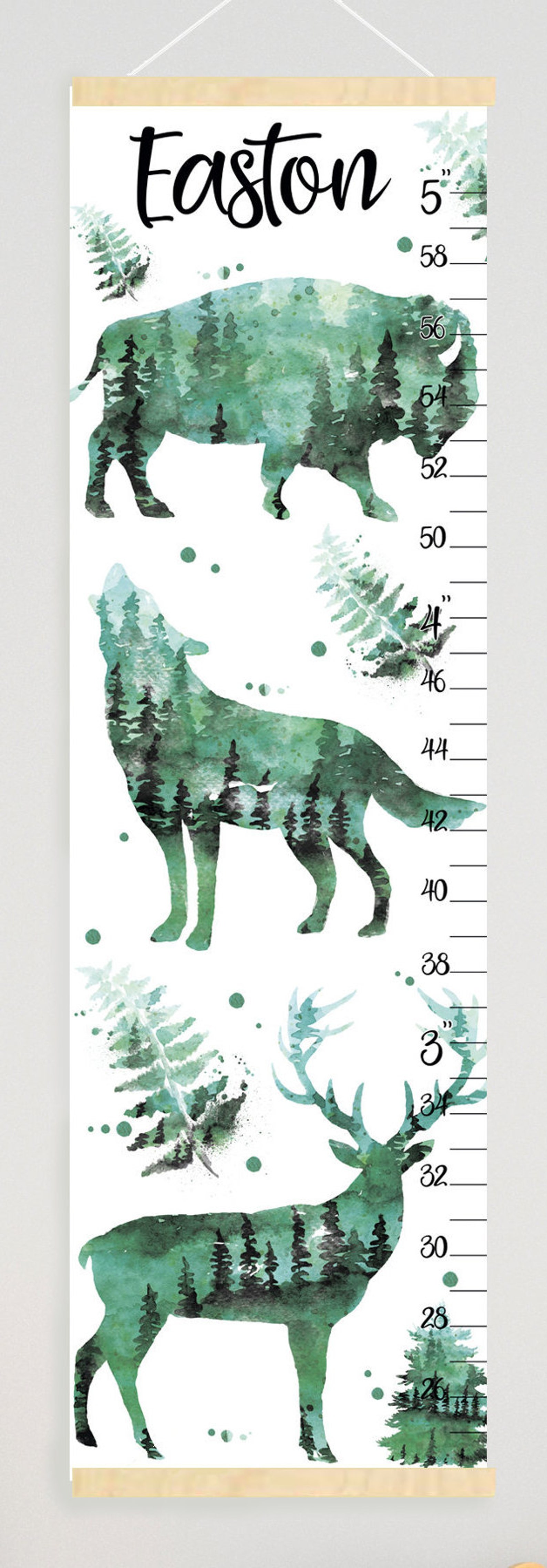 Forest Animal Growth Chart Custom Personalized Height Chart | Etsy