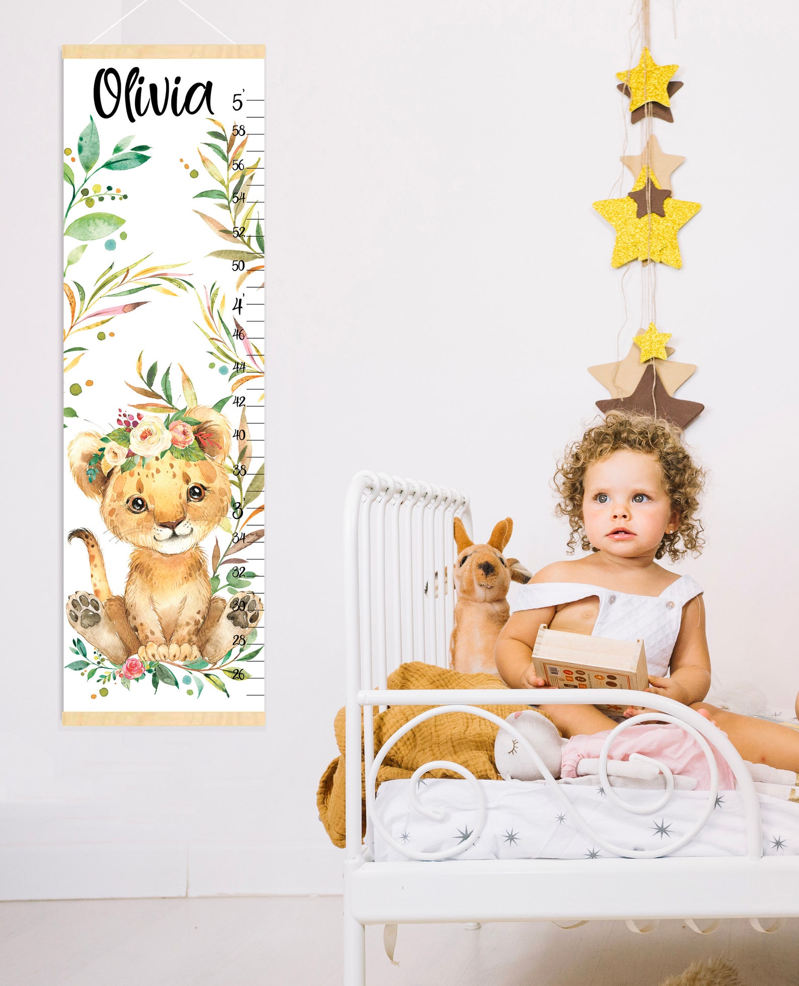 Lion growth chart Canvas personalized height chart Safari | Etsy