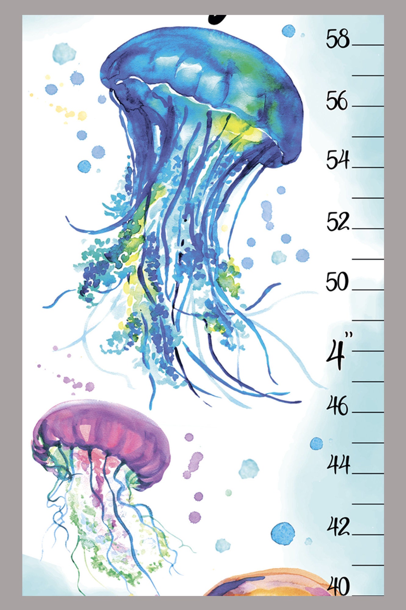 Jellyfish growth chart Canvas personalized height chart | Etsy