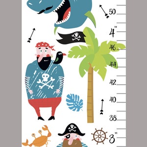 Pirates Growth Chart Canvas Personalized Height Chart Kids Pirate Room ...