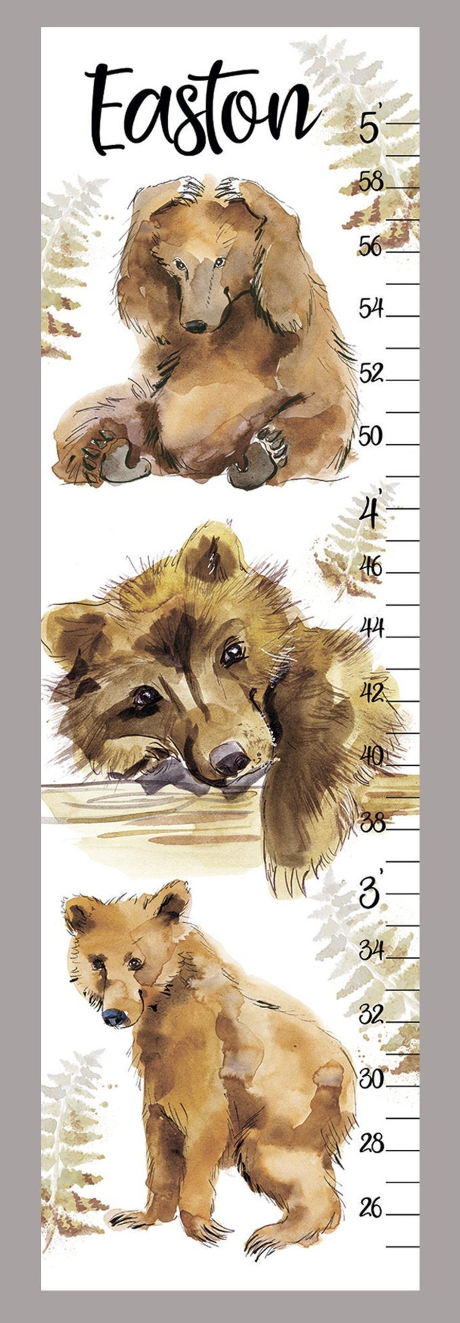 Bear Growth Chart Woodland Height Chart Forest Animals Nursery | Etsy