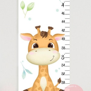 Height Chart Baby Giraffe Growth Chart Safari Animals Nursery Shower or ...