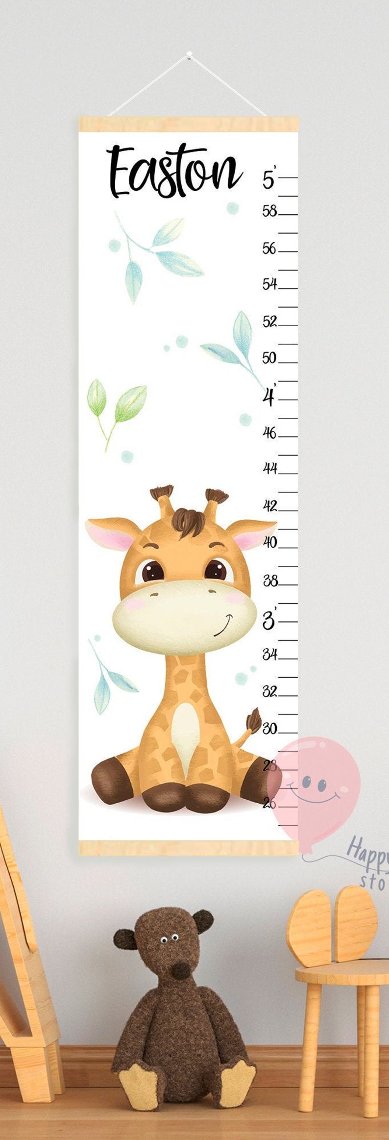 Height Chart Baby Giraffe Growth Chart Safari Animals Nursery - Etsy