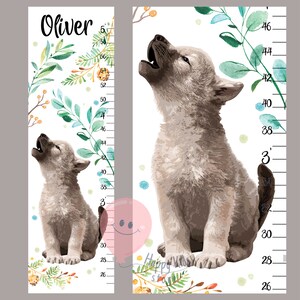 Baby Wolf Growth Chart Wolf Pack Height Chart Woodland Nursery Decor ...