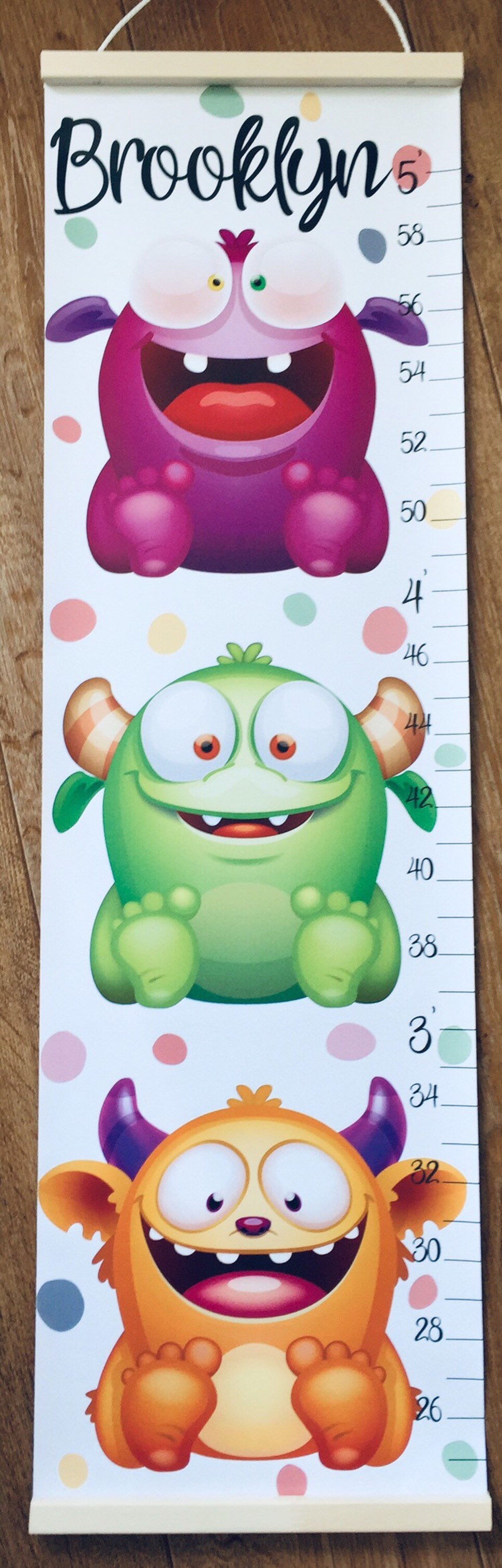 Cute Monsters growth chart Personalized canvas growth chart | Etsy