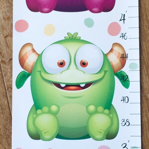 Cute Monsters Growth Chart Personalized Canvas Growth Chart Custom Kid ...