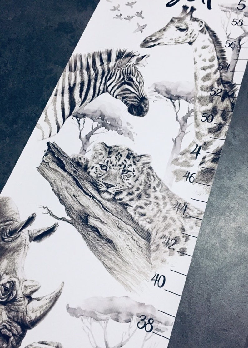 Safari Animals Height Chart Jungle Animals Growth Chart | Etsy