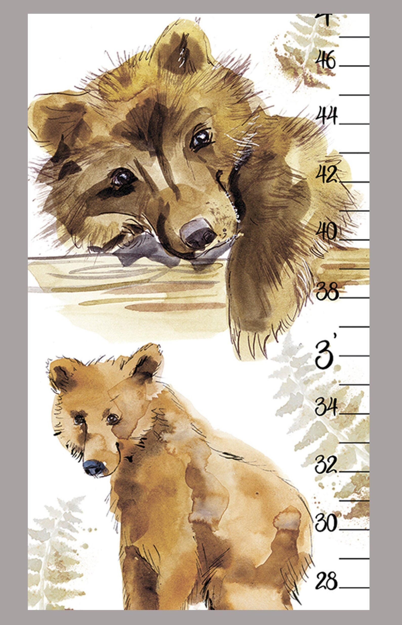Bear Growth Chart – Woodland Animals Wall Height Ruler - Etsy