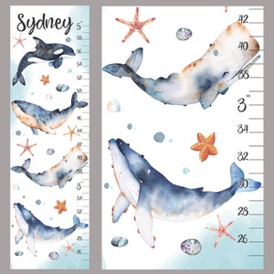 Whales Growth Chart Under the Sea Height Chart Ocean Nursery Name Sign ...